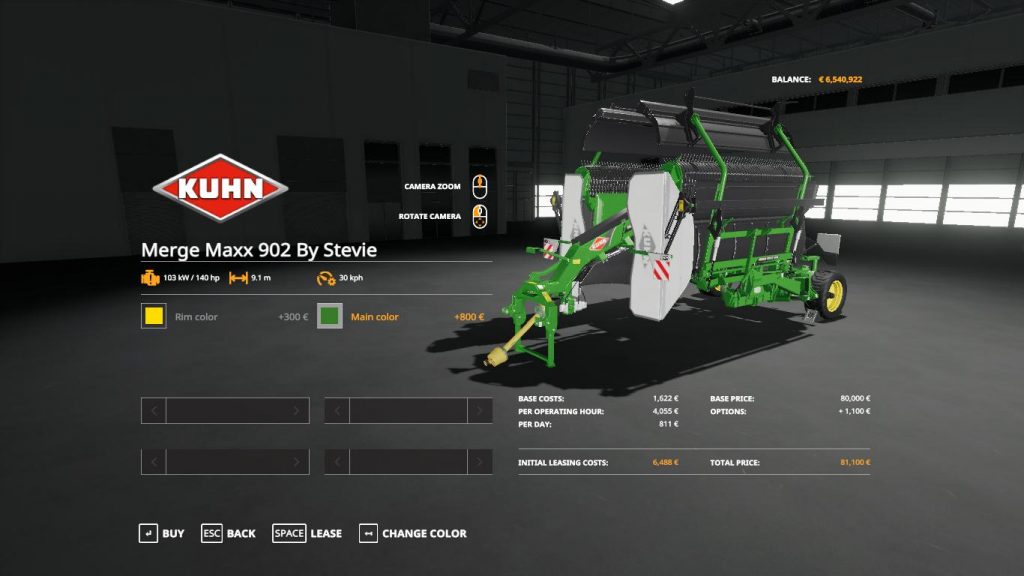 Kuhn LSB1290D baler + Merge Maxx902 by Stevie - FS19 mod - FS19.net