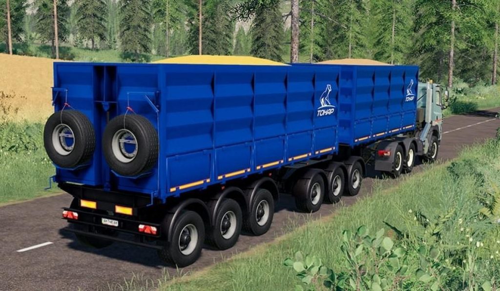 TONAR 95411 ARTICULATED GRAIN TRAILER V1.0 - FS19 mod - FS19.net